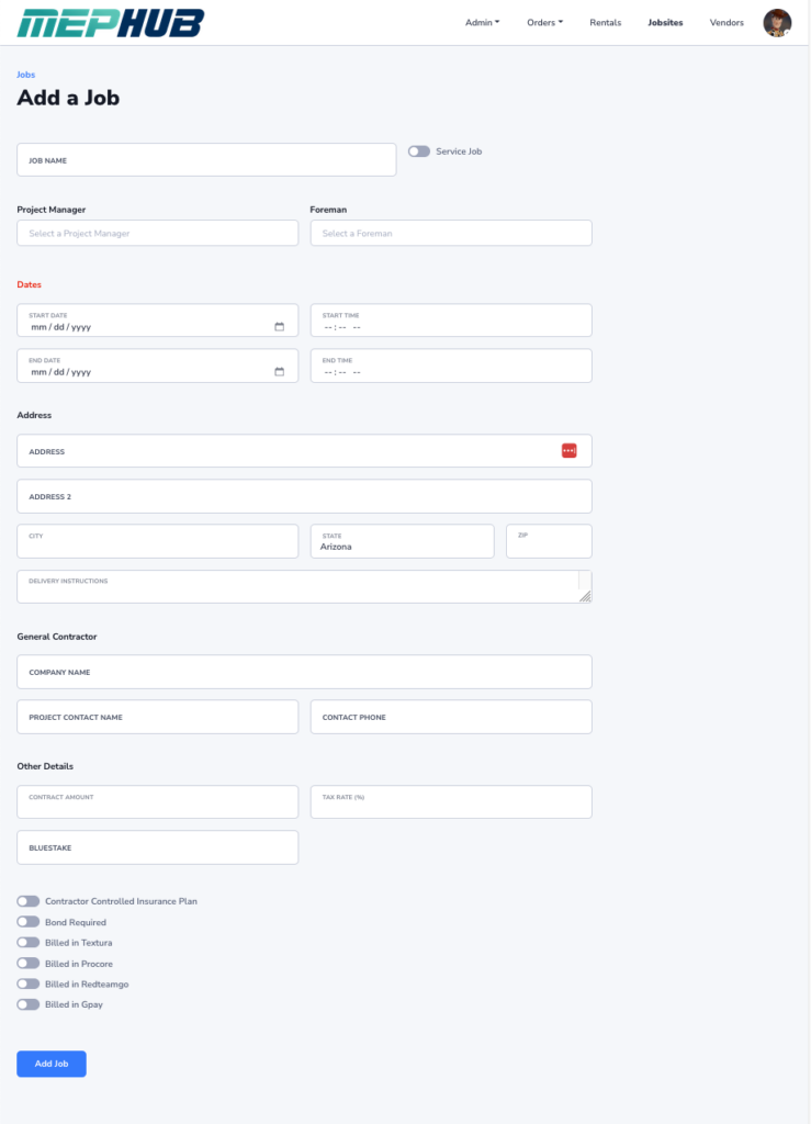How to Create a New Job in MEPHUB – MEP Hub